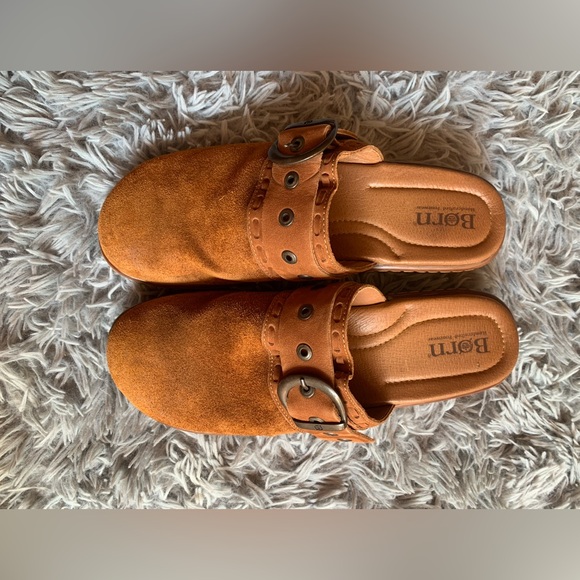 Born | Shoes | Born Banyan Mules Brown Suede Leather Buckle Strap Slip ...